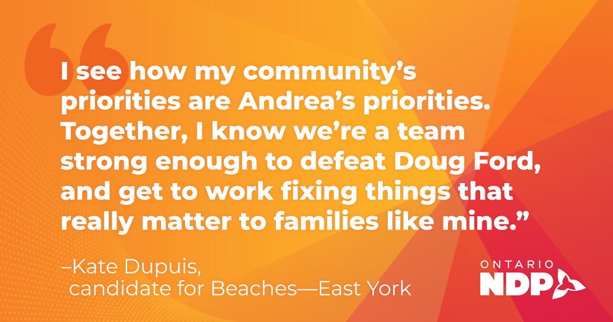 Dr. Kate Dupuis is running for the NDP in Beaches—East York « Ontario NDP