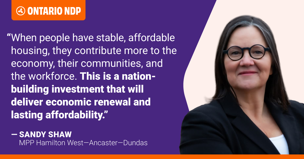 MPP Sandy Shaw tables motion to create Homes Ontario, a public agency ...